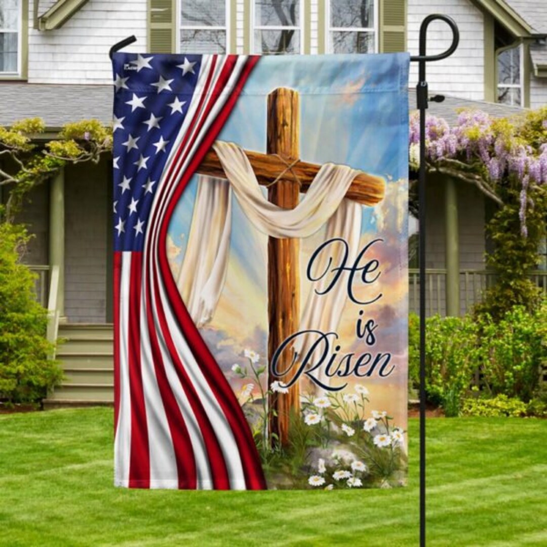 Jesus Christian Cross Easter Resurrection of Jesus He is Risen Flag ...