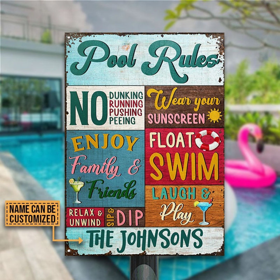 Pool Rules Relax Unwind Metal Signs, Funny Pool Sign, Outdoor Sign ...