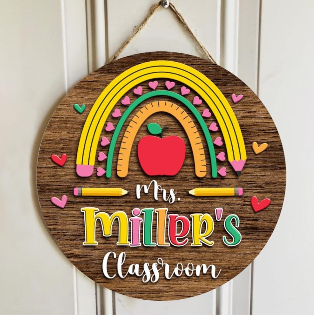 Personalized Teacher Door Sign, Teacher Name Sign, Teacher Door Hanger ...