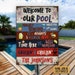 Personalized Pool Welcome Metal Signs, Funny Pool Sign, Outdoor Sign ...