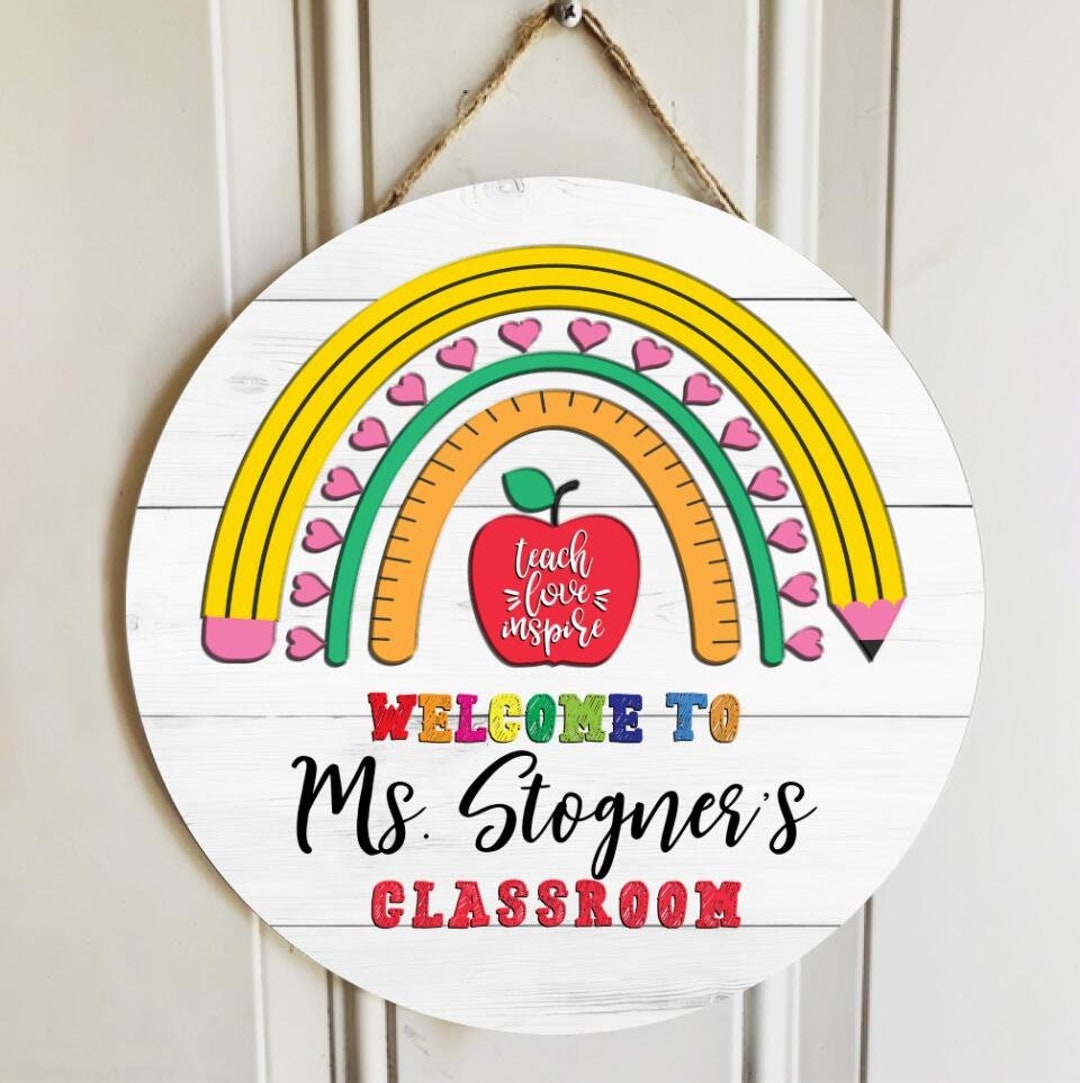 Personalized Teacher Door Sign, Teacher Name Sign, Teacher Door Hanger ...