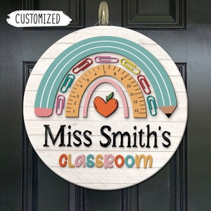 Personalized Teacher Door Sign, Teacher Name Sign, Teacher Door Hanger ...