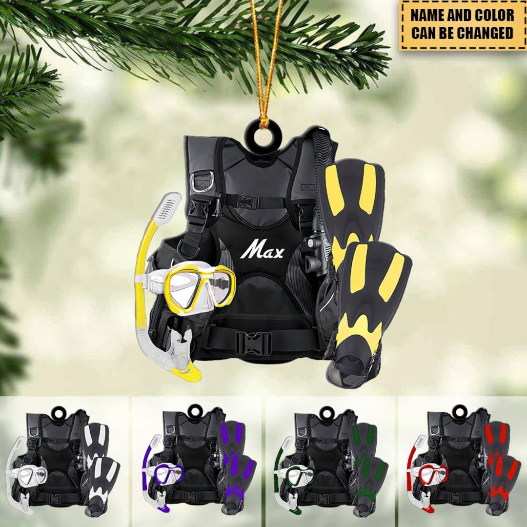Personalized Scuba Diving Christmas Ornament, Scuba Diving Gear Acrylic ...