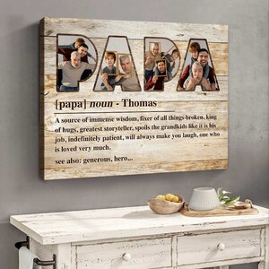 Papa Definition Custom Picture Canvas Print, Personalized Father’s Day ...