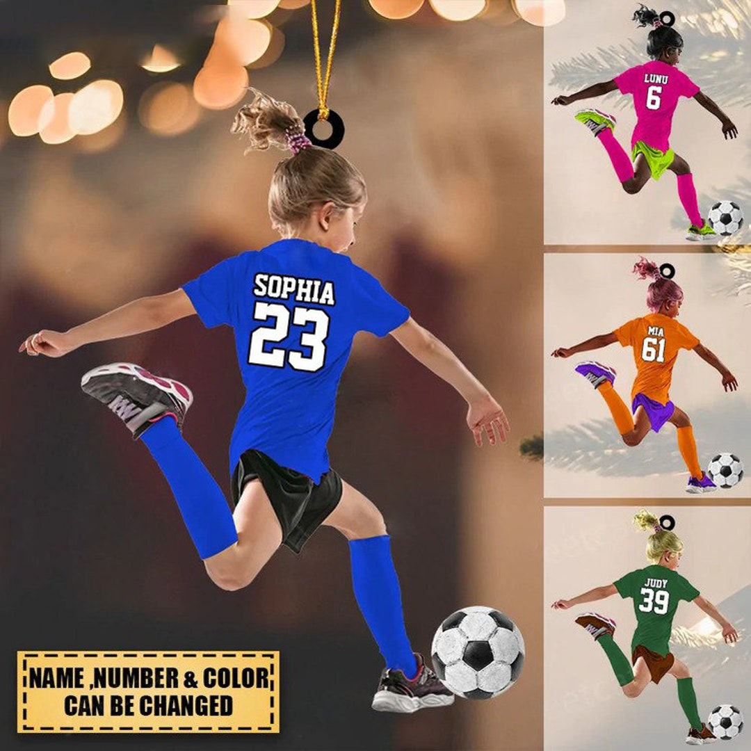 Personalized Soccer Girl Ornament, Soccer Player Ornament, Custom Name ...