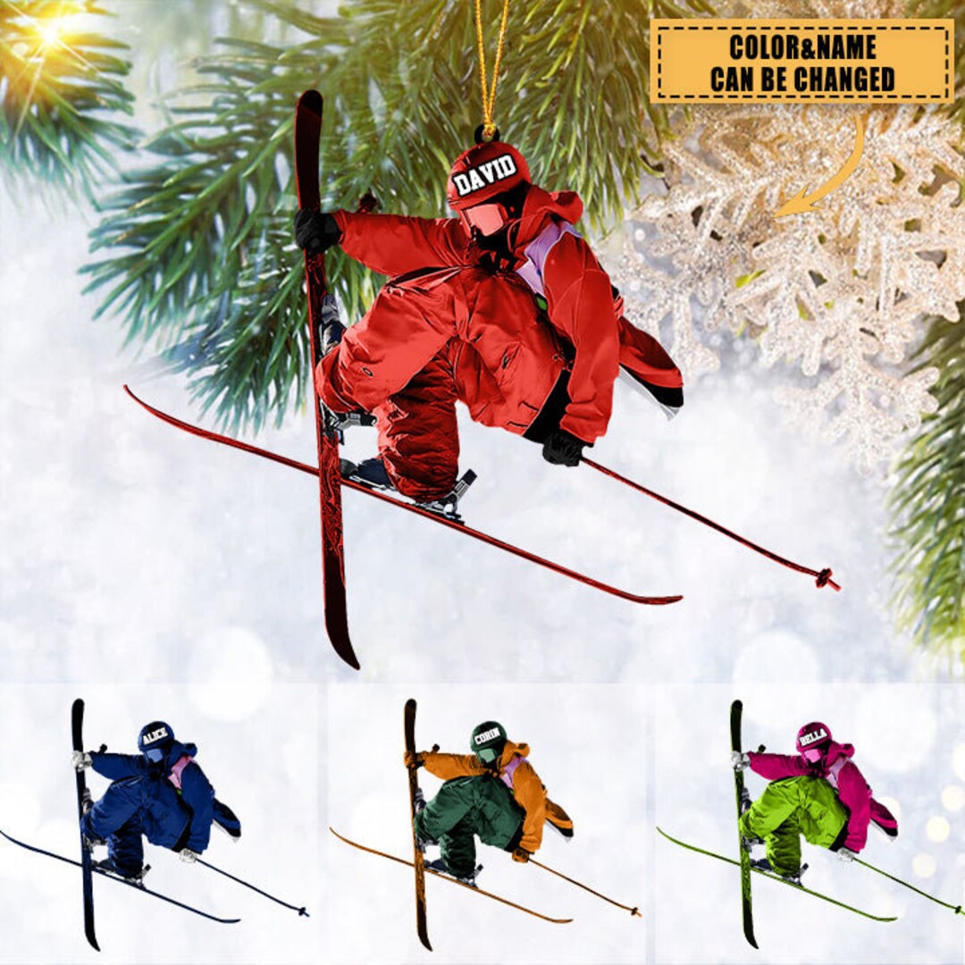 Personalized Skiing Lift Acrylic Ornament, Skiing Player Ornament, Ski ...