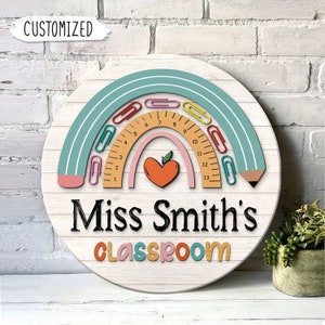 Personalized Teacher Door Sign, Teacher Name Sign, Teacher Door Hanger ...