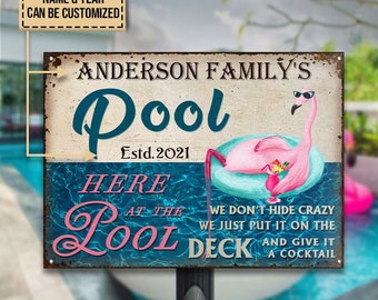 Personalized Pool Welcome Metal Signs, Funny Pool Sign, Outdoor Sign ...