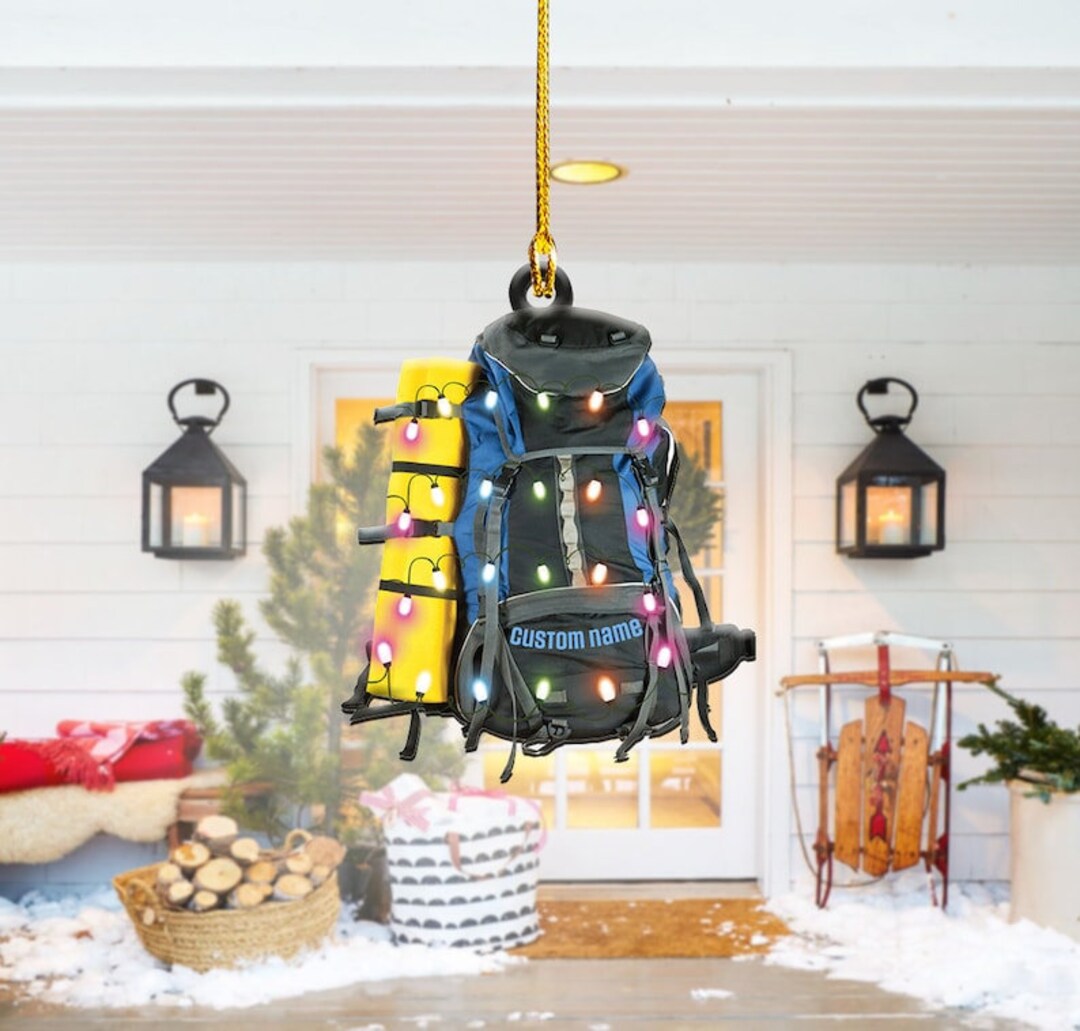 Personalized Travel Backpack Christmas Light Ornament, Xmas Tree Decor ...