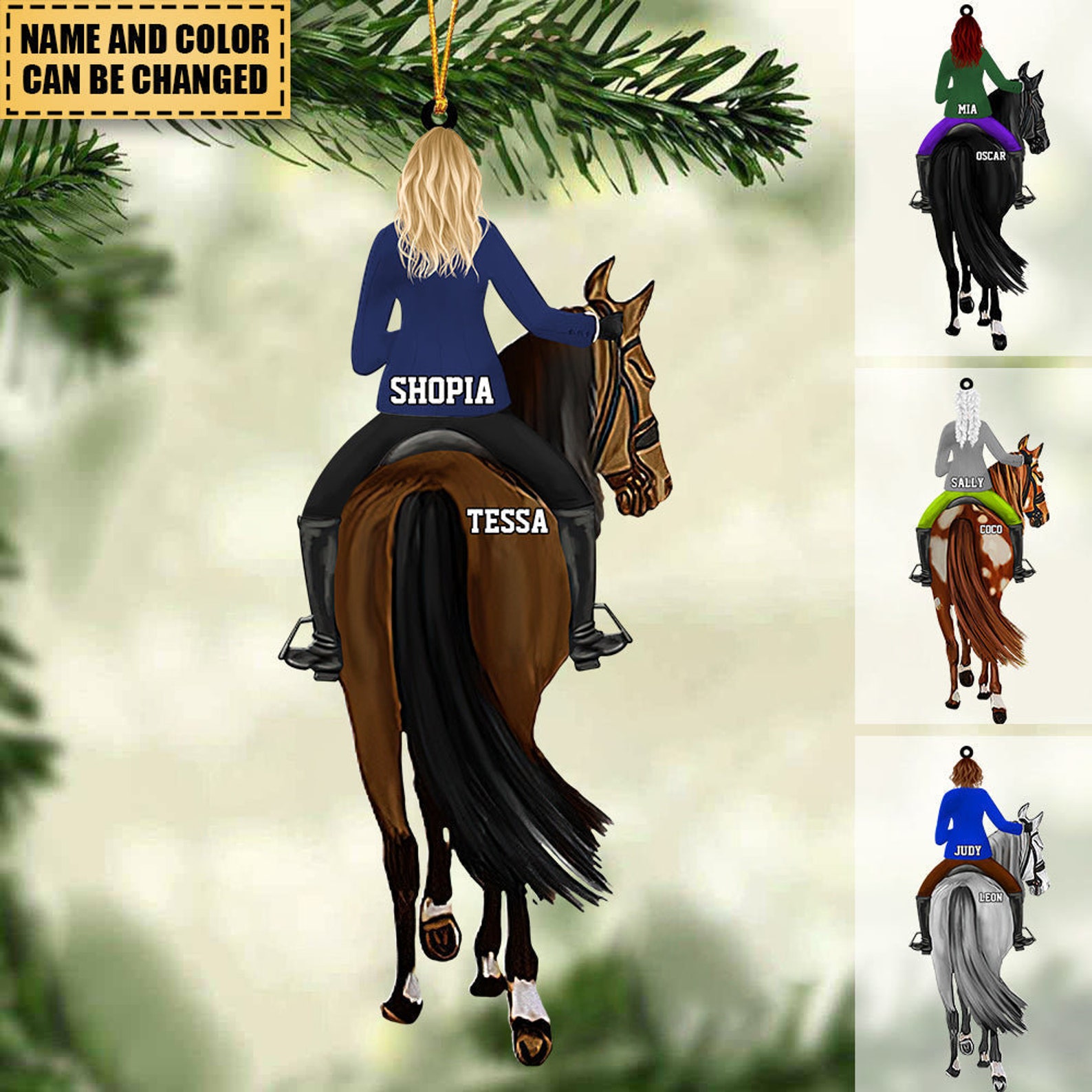 Personalized Girl Horse Riding Christmas Acrylic Ornament, Horse Lover ...