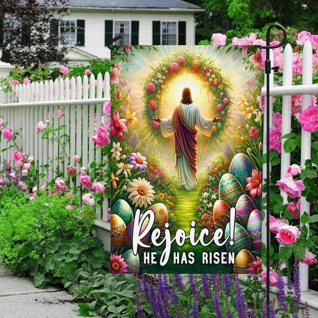 Jesus Easter Day He Has Risen Flag, Easter Garden Flag, Yard Decor ...