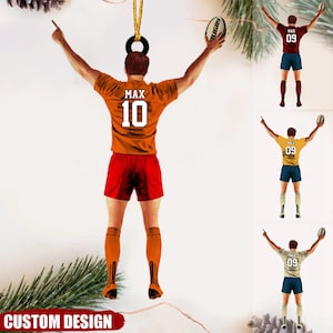 Personalized Rugby Male/boy/man Player Acrylic Christmas Ornament, Gift ...