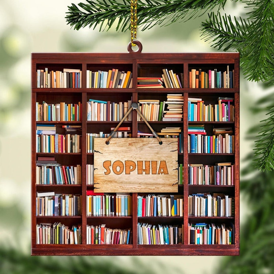 Personalized Bookshelf Shape Ornament, Gift for Librarian, Lover ...