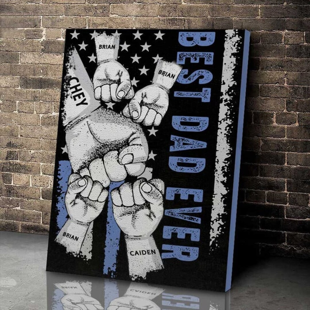 Personalized Father's Day Gift, Fist Bump Best Dad Ever Canvas Prints ...