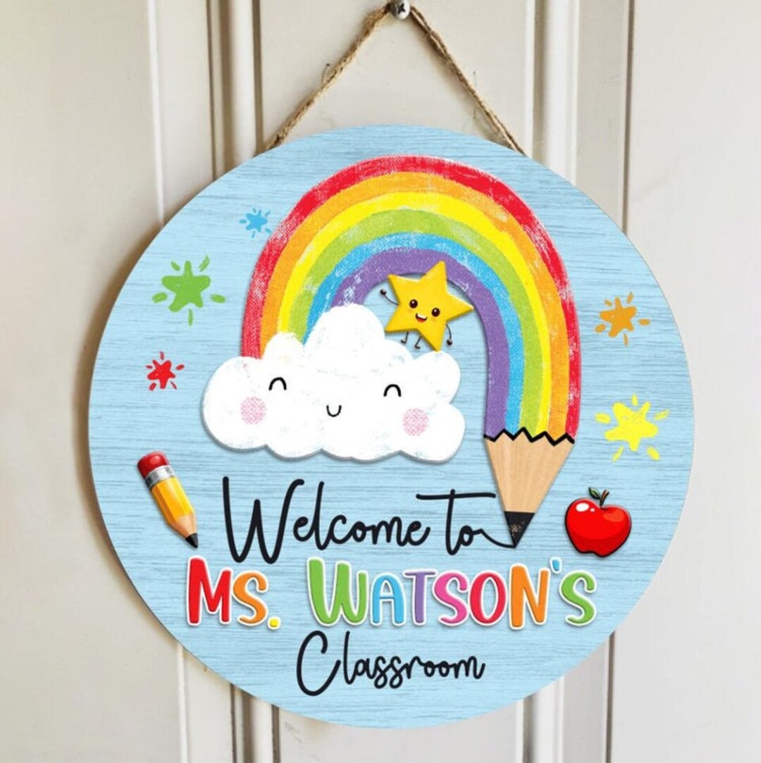 Personalized Teacher Door Sign, Teacher Name Sign, Teacher Door Hanger ...