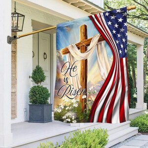 Jesus Christian Cross Easter Resurrection of Jesus He is Risen Flag ...
