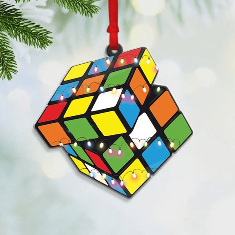 Personalized Name Cube Rubik Flat 2 Side Ornament, Rubik Cube Christmas ...