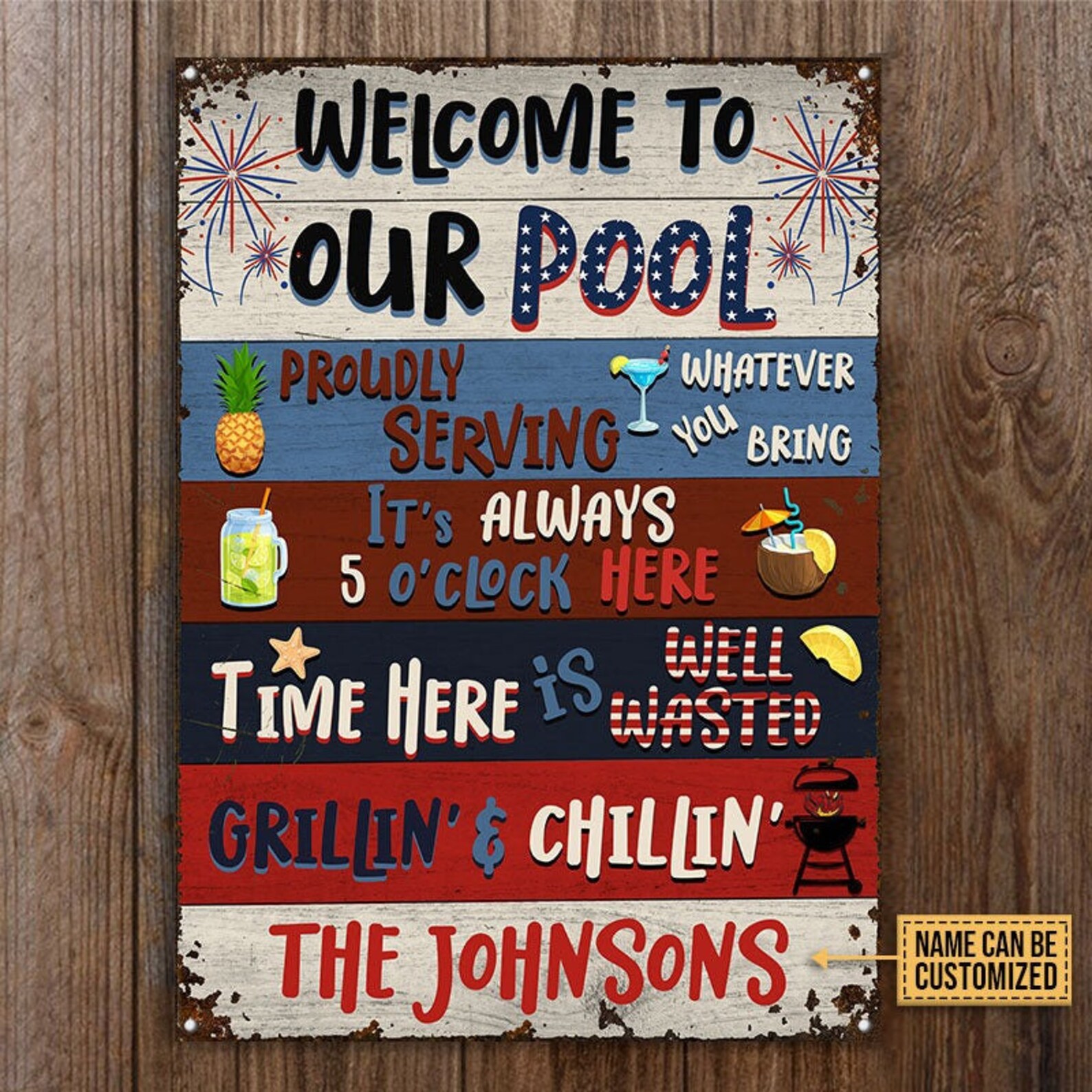 Personalized Pool Welcome Metal Signs, Funny Pool Sign, Outdoor Sign ...