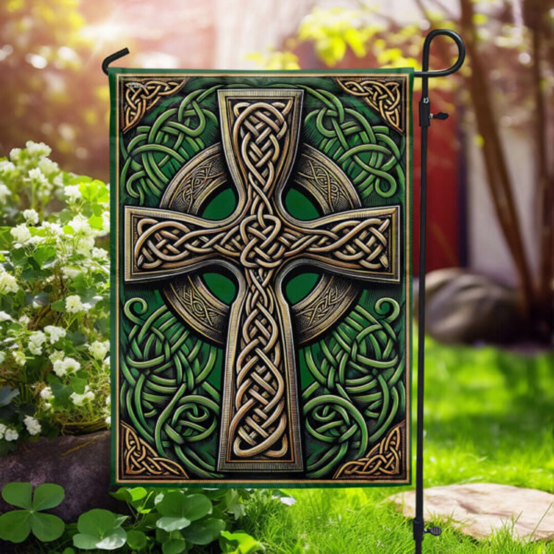 Irish Celtic Knot Cross Saint Patrick’s Day Flag, Garden House Flag, St ...