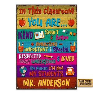 Personalized Classroom Metal Sign, Classroom Door Decor, Welcome ...