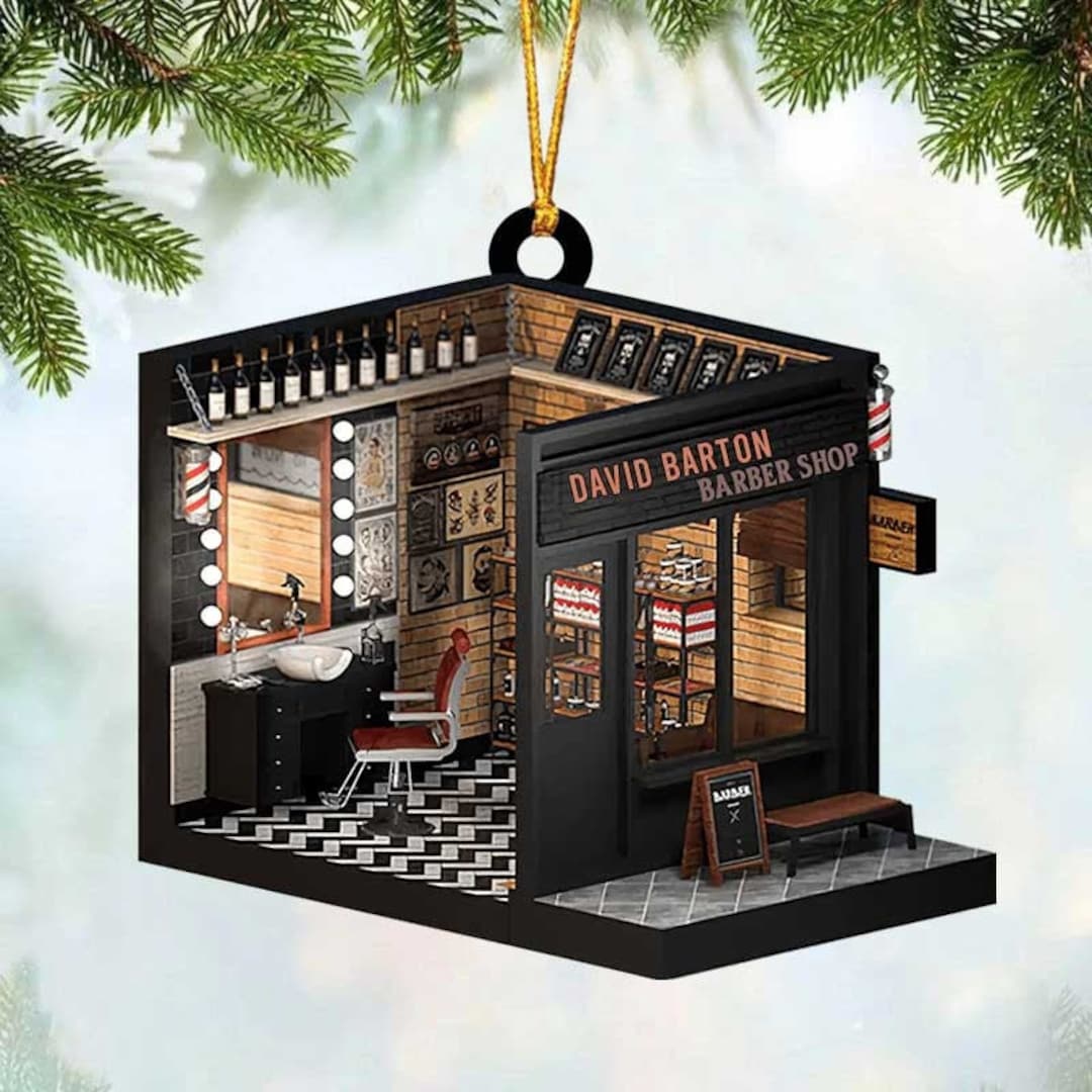 Personalized Barber Shop Christmas Ornament, Custom Shape Barber ...