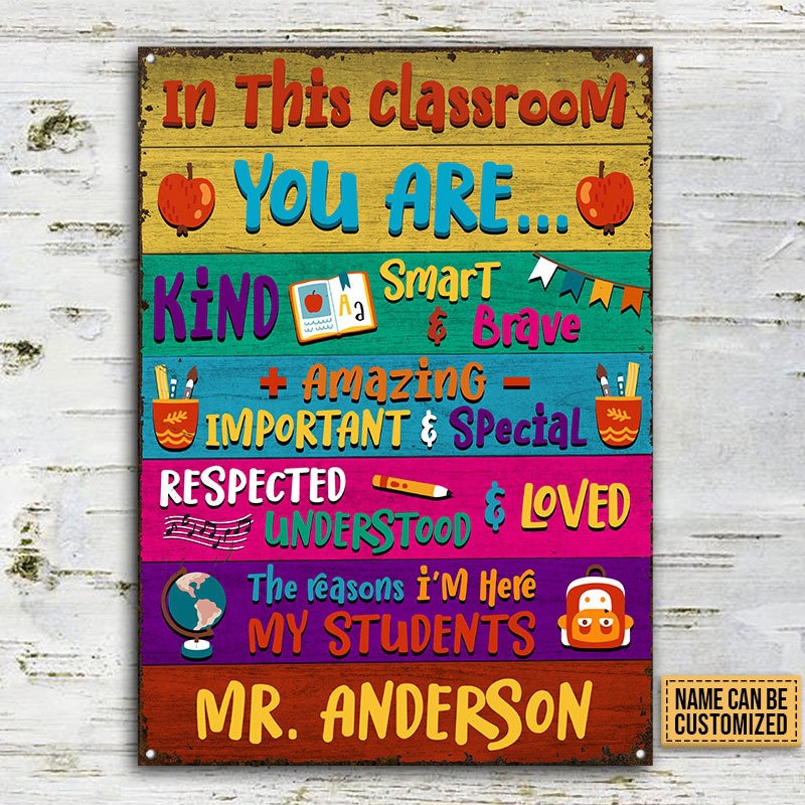 Personalized Classroom Metal Sign Classroom Door Decor - Etsy