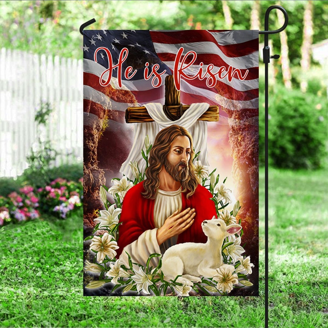 Easter Day Resurrection of Jesus He is Risen Flag, Easter Garden Flag ...