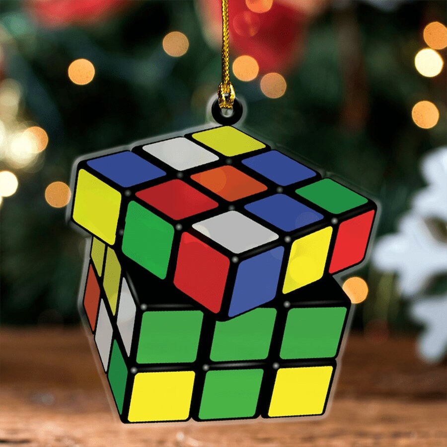 Personalized Name Cube Rubik Flat 2 Side Ornament, Rubik Cube Christmas ...
