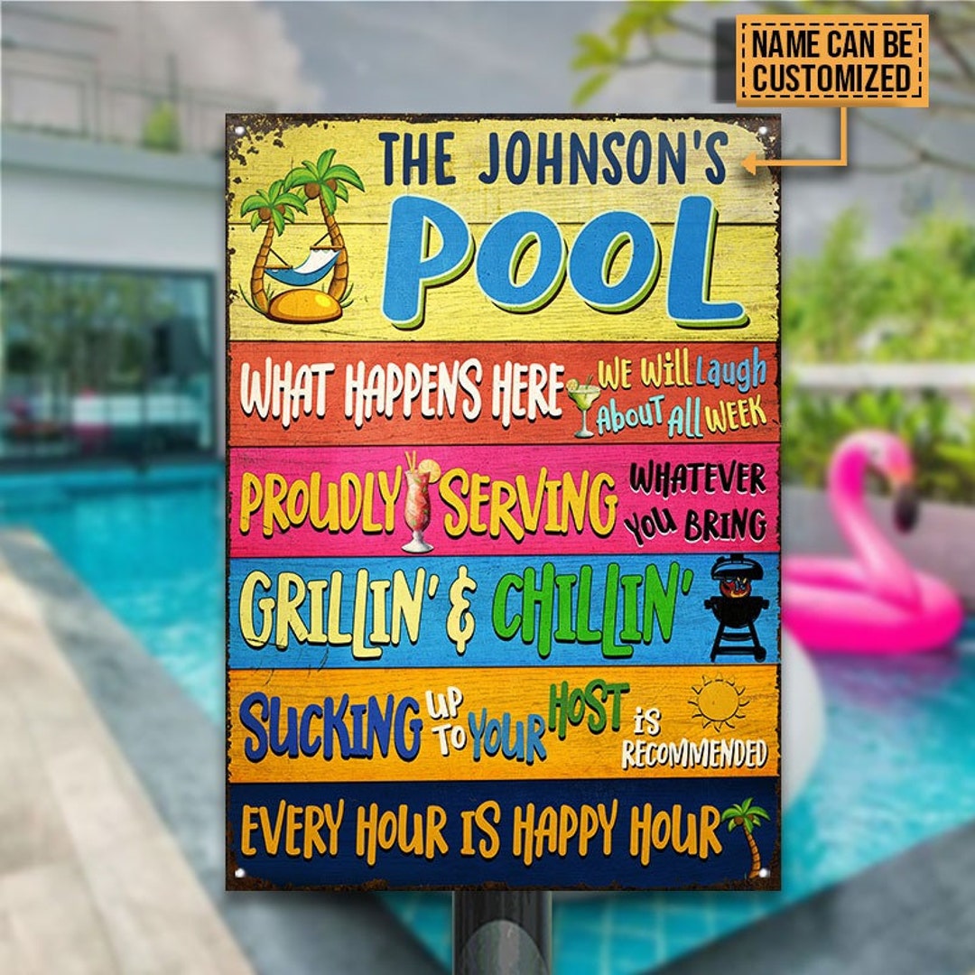 Swimming Pool Proudly Serving Metal Signs, Funny Pool Sign, Outdoor ...
