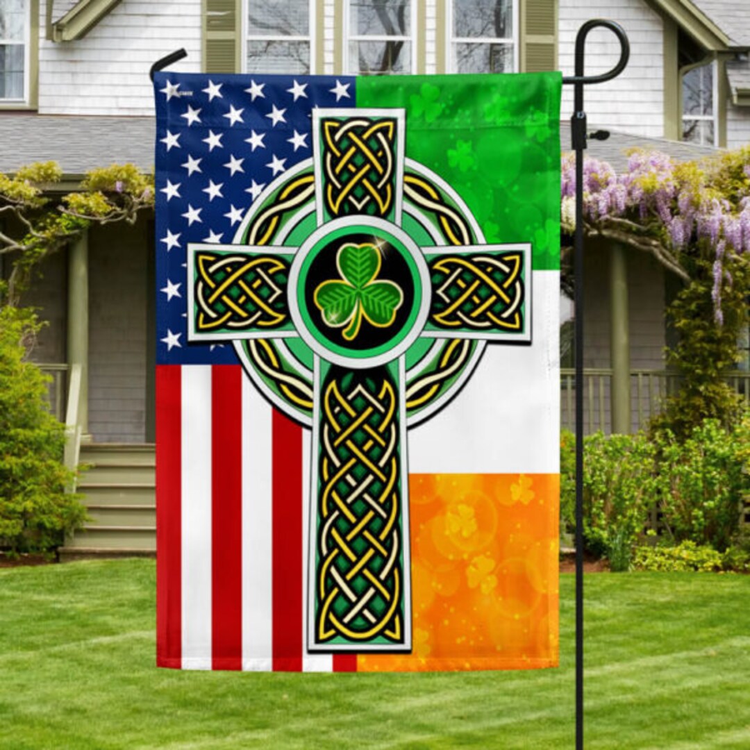 St. Patrick’s Day American Irish Celtic Cross Flag, Garden House Flag ...