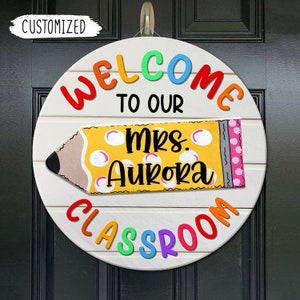 Personalized Teacher Door Sign, Teacher Name Sign, Teacher Door Hanger ...