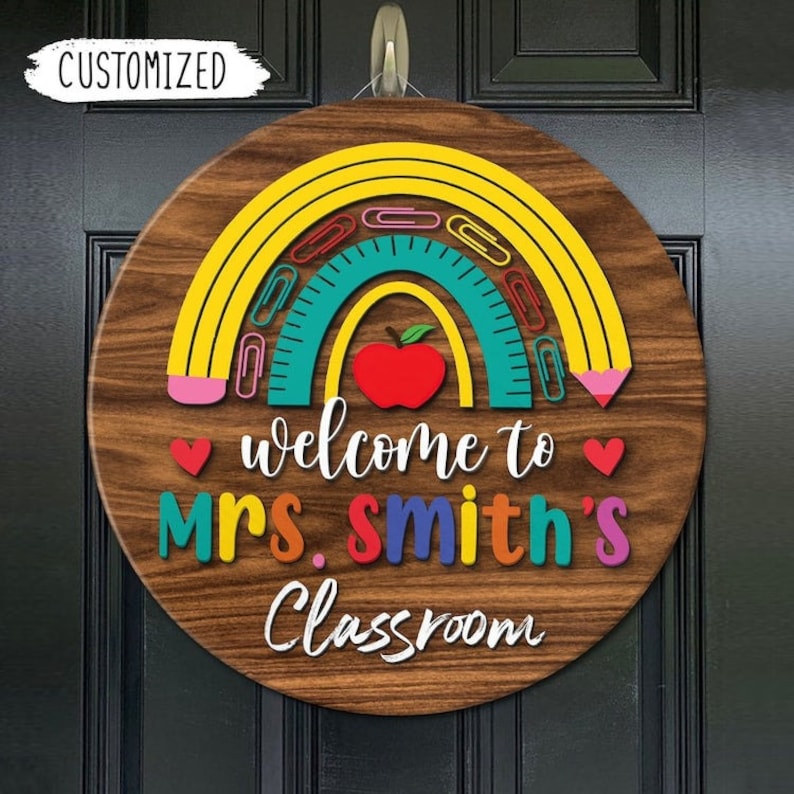 Personalized Teacher Door Sign, Teacher Name Sign, Teacher Door Hanger ...