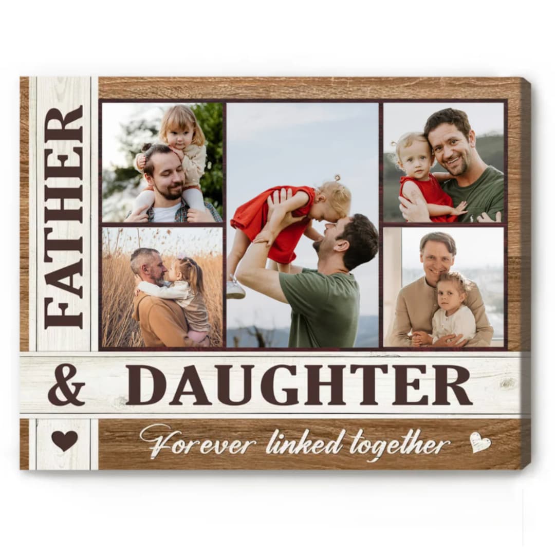 Father and Daughter Custom Photo Collage Canvas Print, Father's Day ...