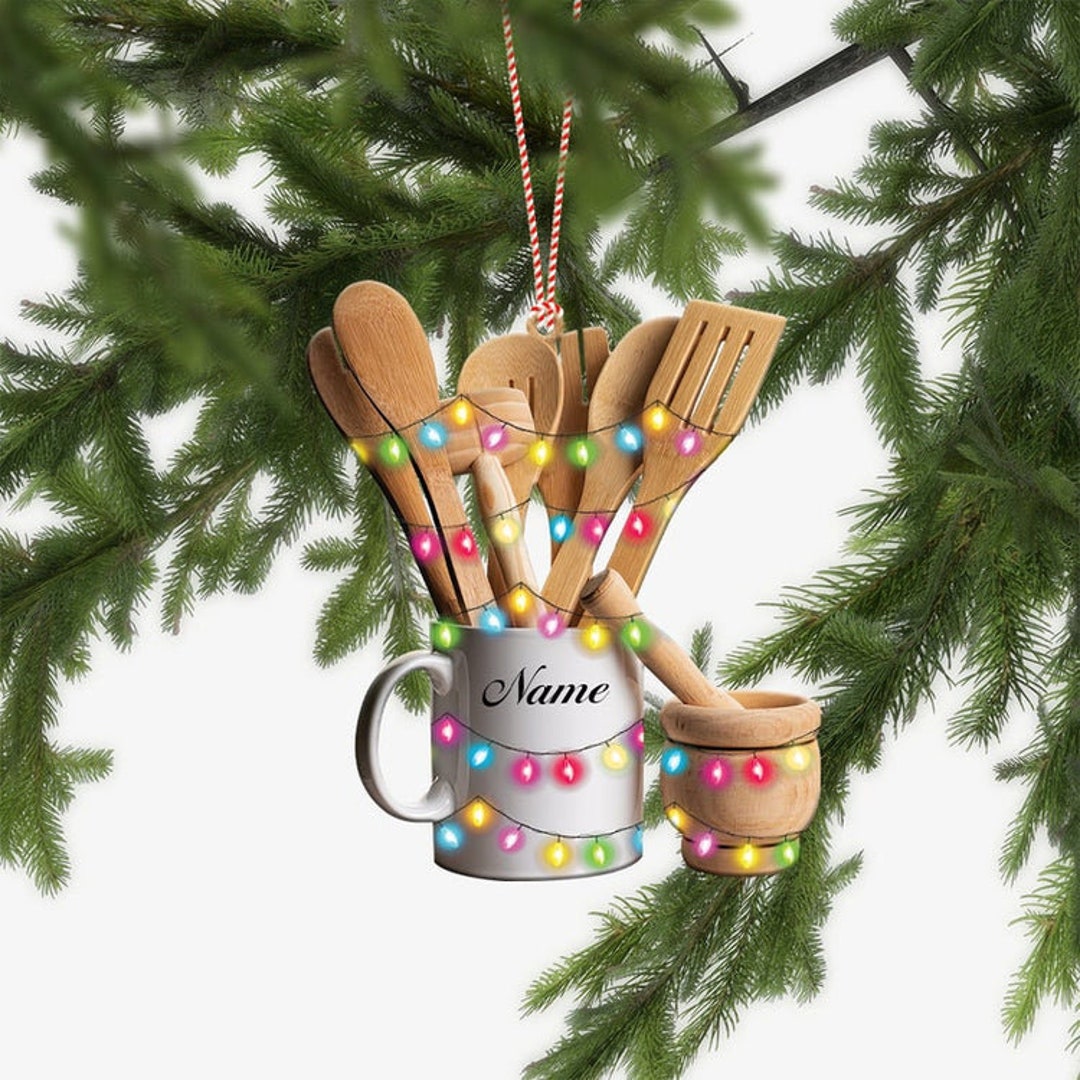 Personalized Kitchen Utensils Set Christmas Ornament, Cooking Lovers Christmas Acrylic Ornament ...