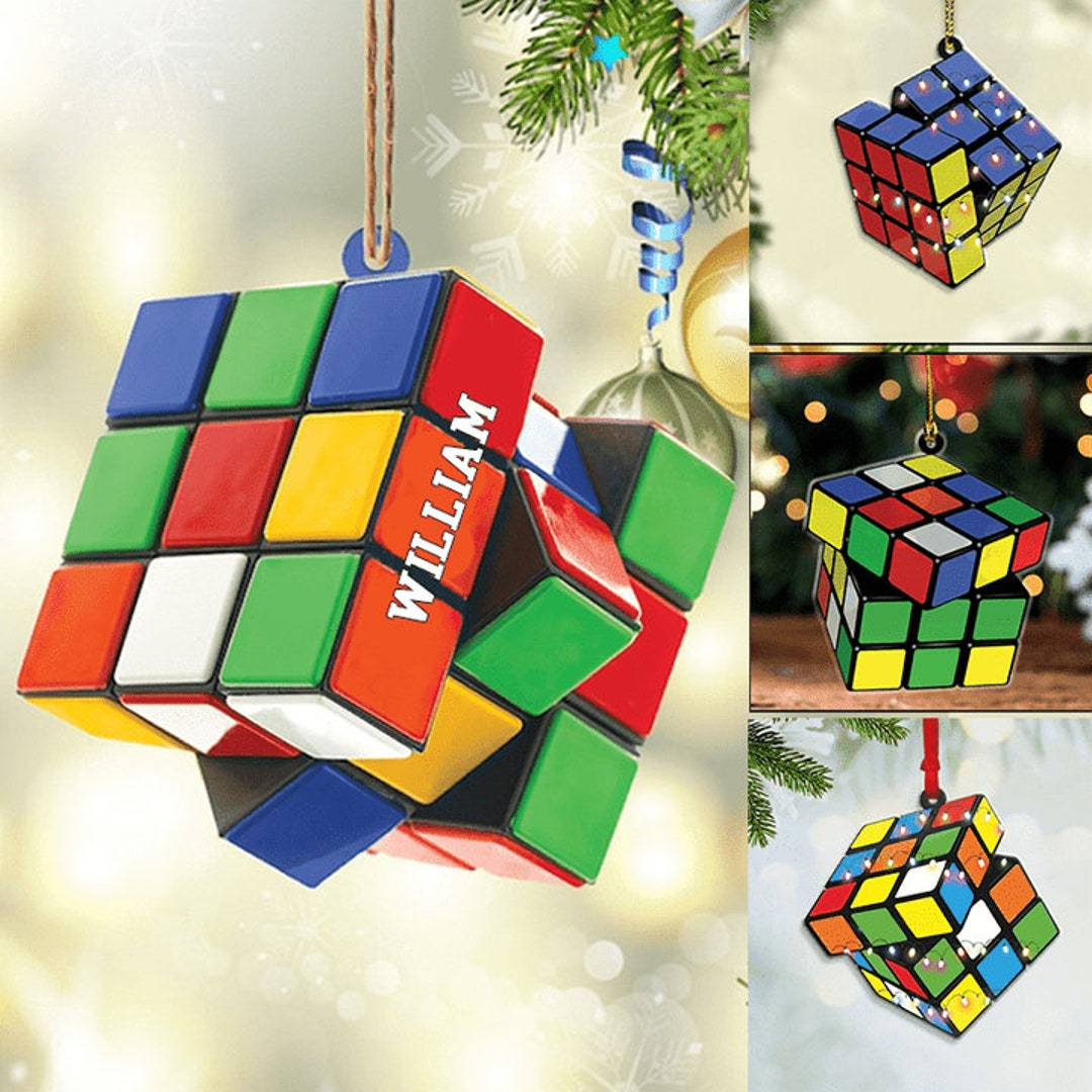 Personalized Name Cube Rubik Flat 2 Side Ornament, Rubik Cube Christmas ...