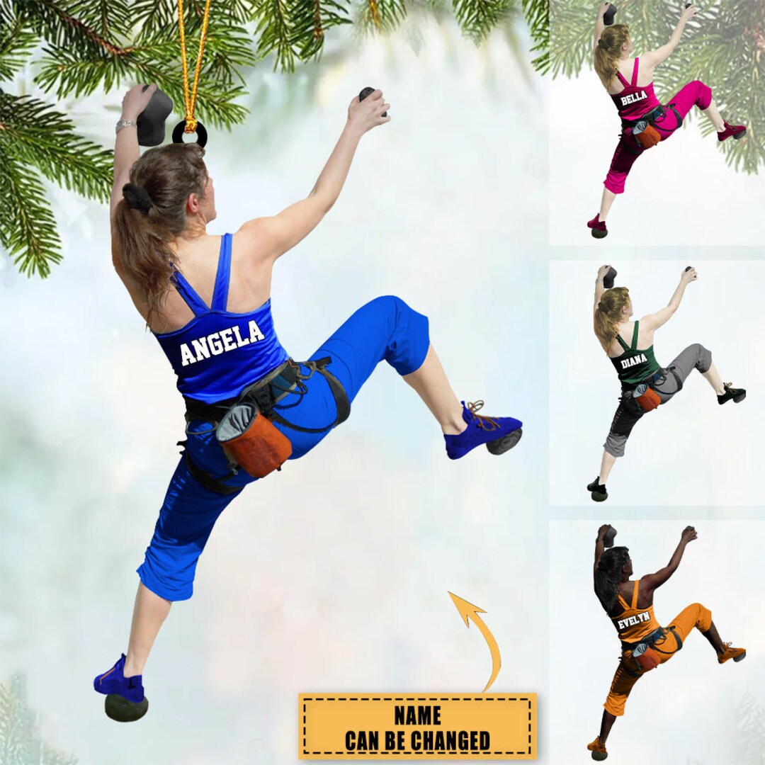 Personalized Women Rock Climbing Acrylic Christmas Ornament, Gift for ...