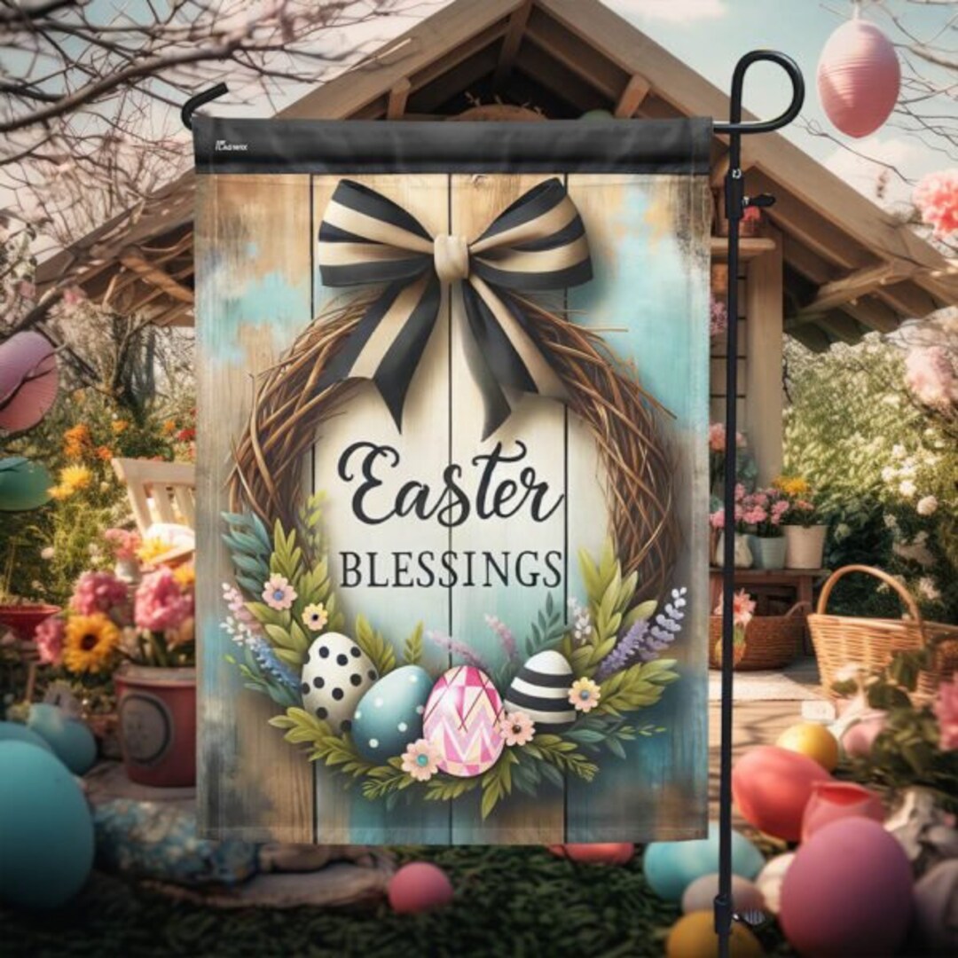 Easter Blessings Flag, Easter Garden Flag, Easter Egg Flag, Jesus ...
