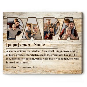 Papa Definition Custom Picture Canvas Print, Personalized Father’s Day ...
