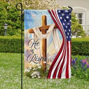 Jesus Christian Cross Easter Resurrection of Jesus He is Risen Flag ...