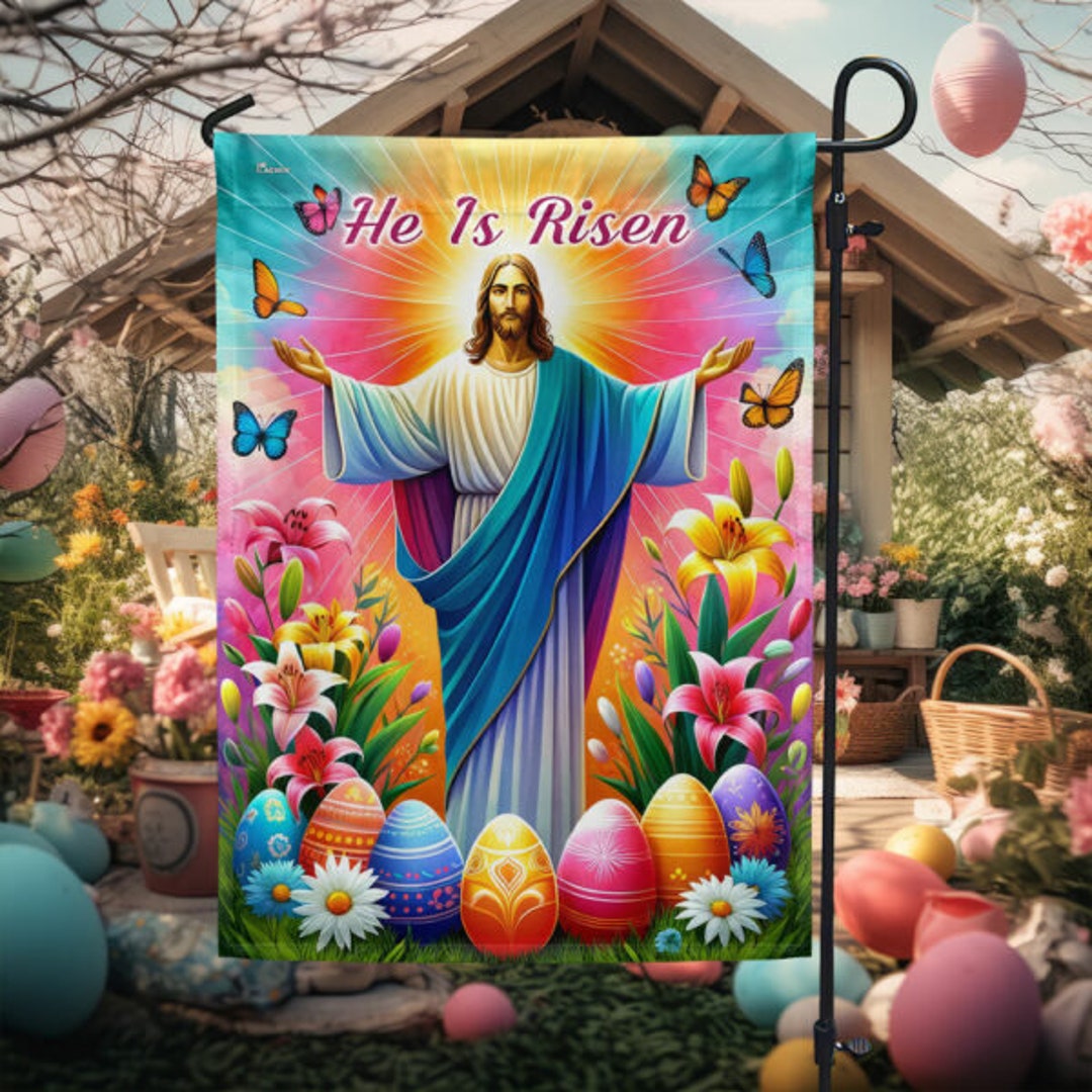 He is Risen Resurrection of Jesus Easter Day Flag, Easter Garden Flag ...