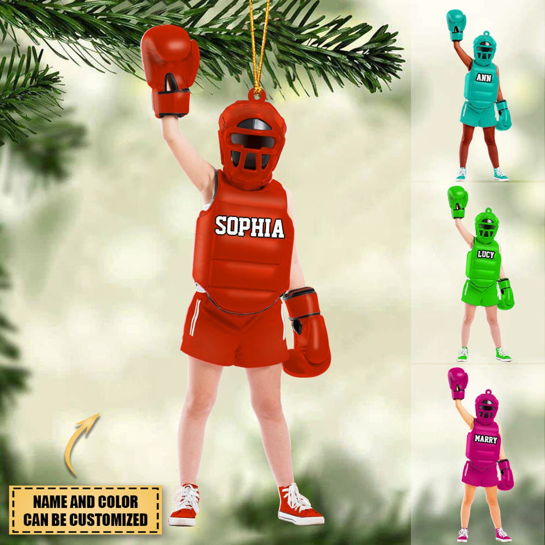 Personalized Boxing Girl Christmas Ornament, Acrylic Ornament for ...
