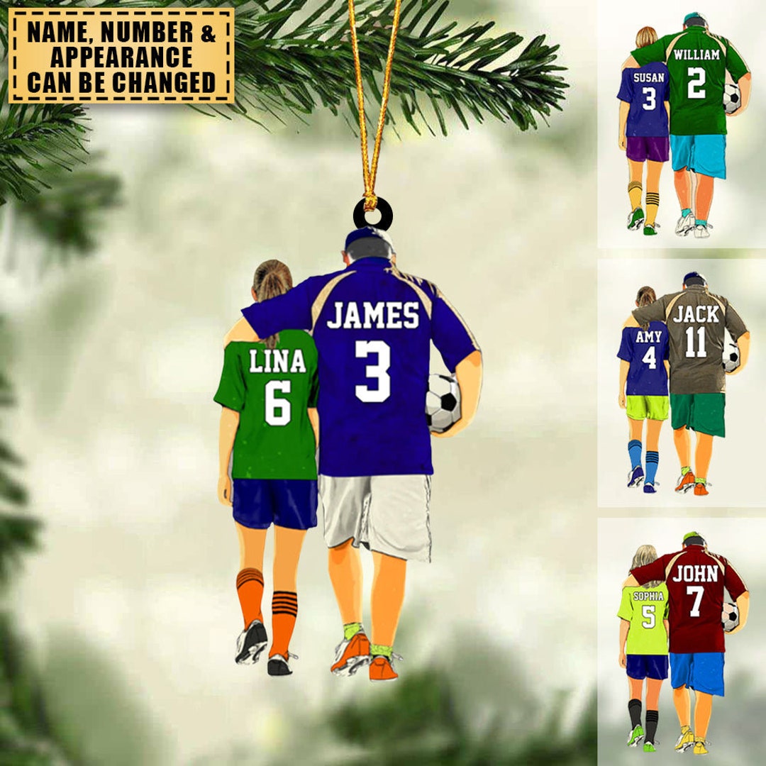Personalized Soccer Dad and Son Daughter Ornament, Soccer Player ...