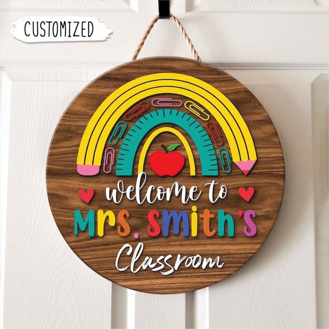 Personalized Teacher Door Sign, Teacher Name Sign, Teacher Door Hanger ...