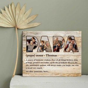 Papa Definition Custom Picture Canvas Print, Personalized Father’s Day ...