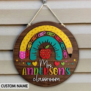 Personalized Teacher Door Sign, Teacher Name Sign, Teacher Door Hanger ...