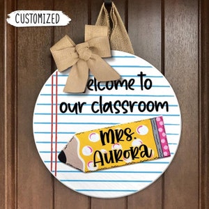 Personalized Teacher Door Sign, Teacher Name Sign, Teacher Door Hanger ...