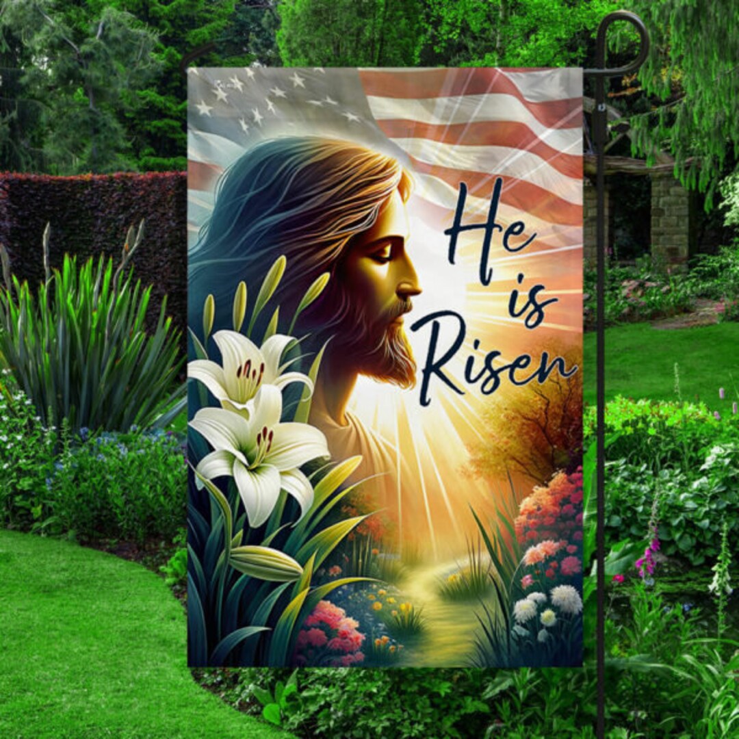 Easter Day Jesus He is Risen Flag, Easter Garden Flag, Yard Decor ...
