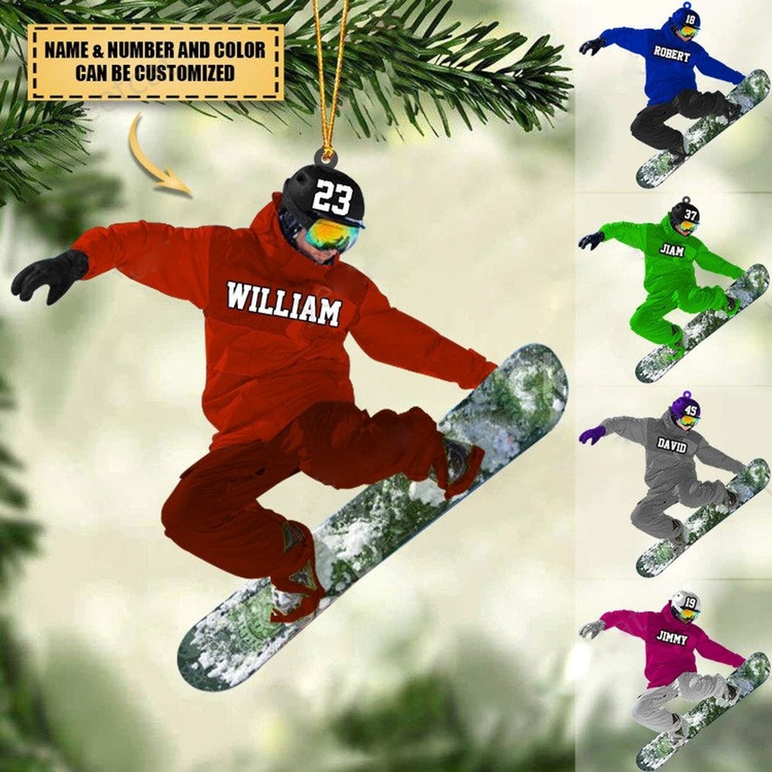 Personalized Snowboarding Ornament, Custom Name and Number Acrylic ...