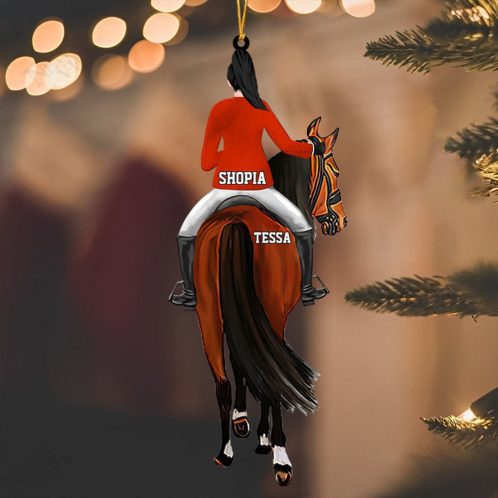 Personalized Girl Horse Riding Christmas Acrylic Ornament, Horse Lover ...