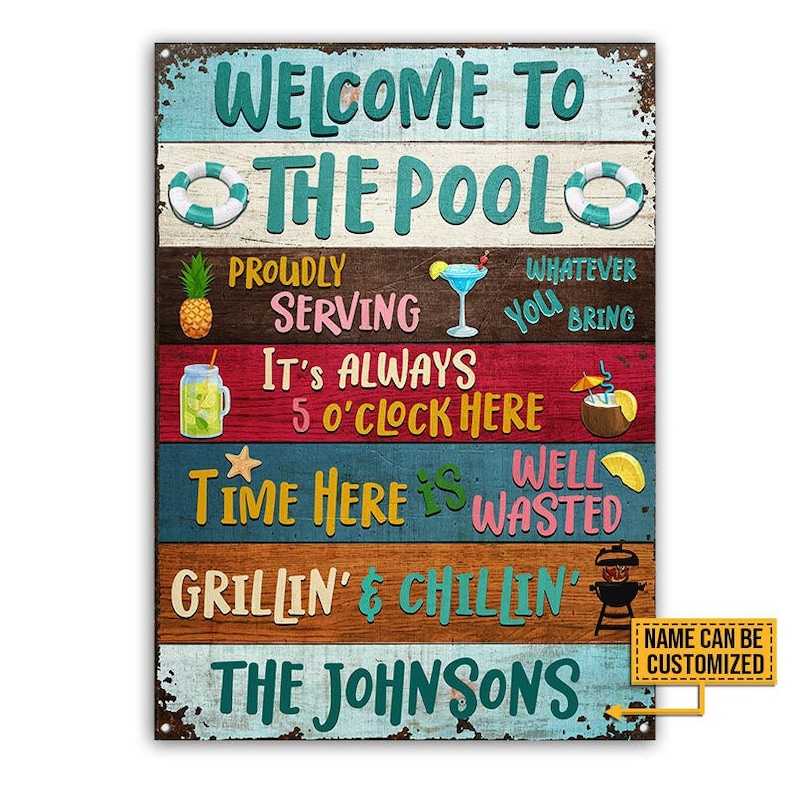 Welcome to the Pool Proudly Serving Signs, Funny Pool Sign, Outdoor ...